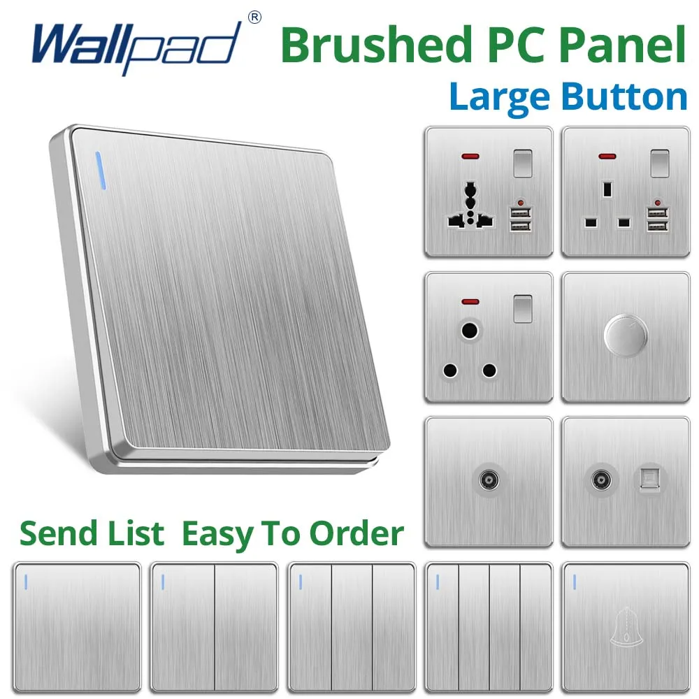Wallpad-UK-MF-13A-Socket-With-USB-Silver-Brushed-Plastic-Panel-Large ...