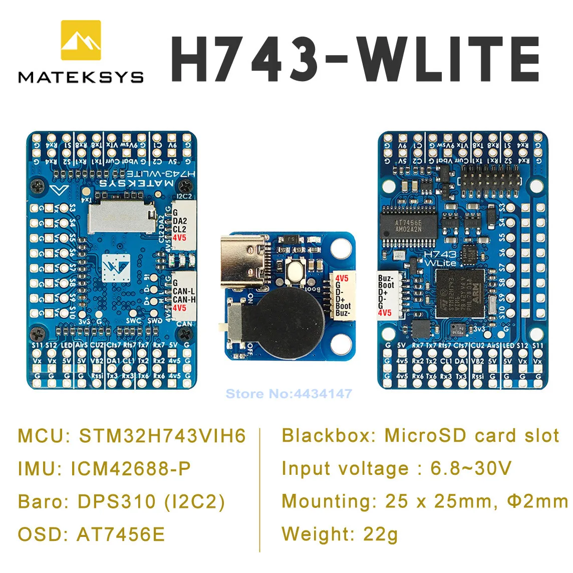 Matek System H743-wlite Flight Controller Built-in Osd Blackbox 2-6s ...