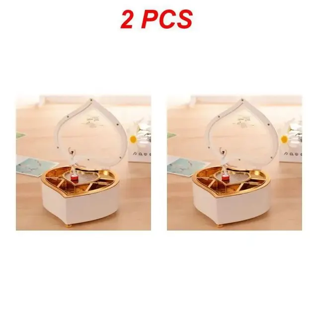 Heart Shape Dancing Ballerina Music Box PLastic Jewellery Box Carousel ...