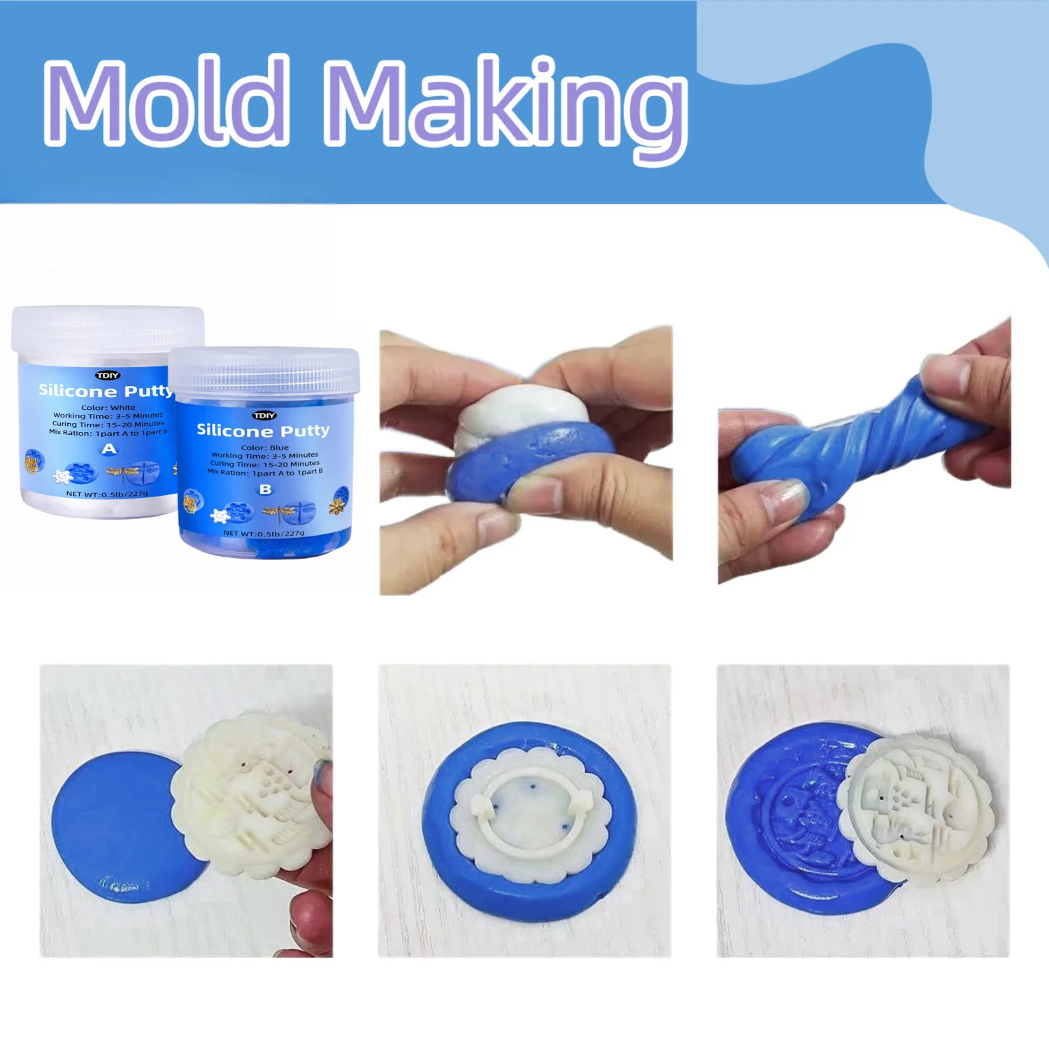 1:1 Mix Ratio Putty Silicone Mold Making Putty - Easy 1:1 Mix Ratio For ...