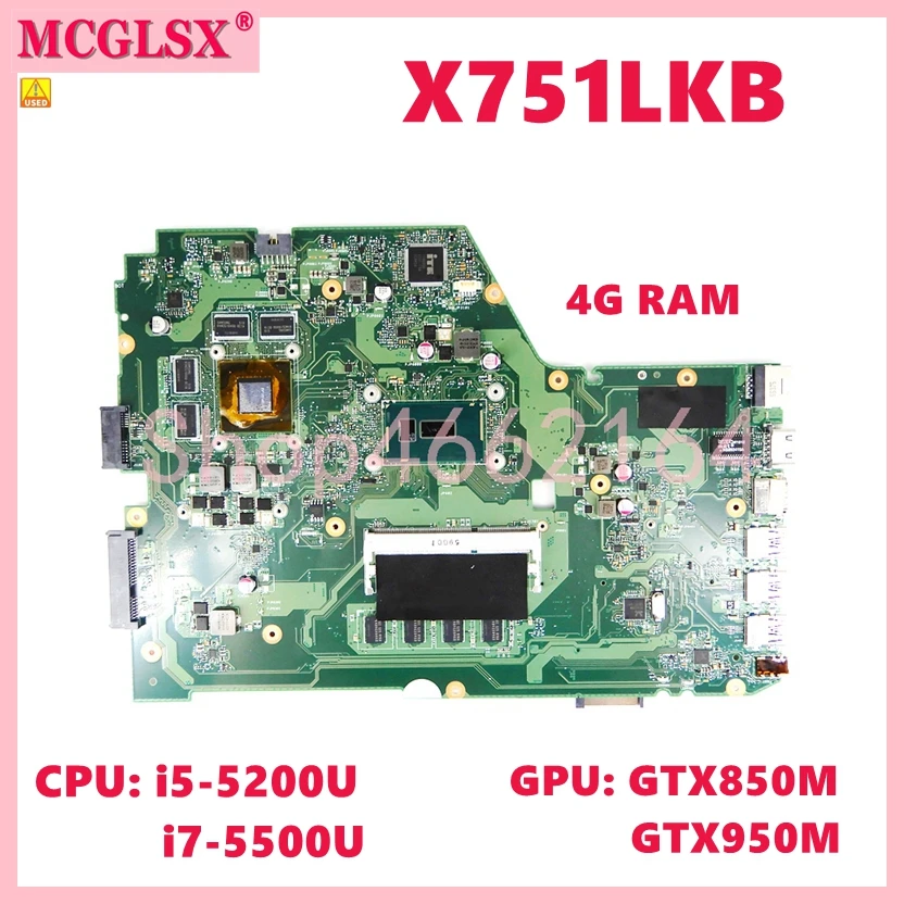X751LKB CPU: i5/i7-5th 4G-RAM GPU:GTX850M/GTX950M Mainboard For Asus ...