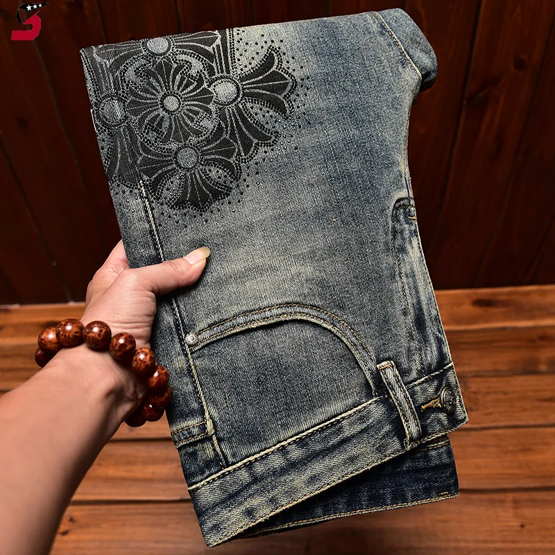 High-End Jeans Men's Autumn and Winter Trends Hole & Patch Light Luxury ...