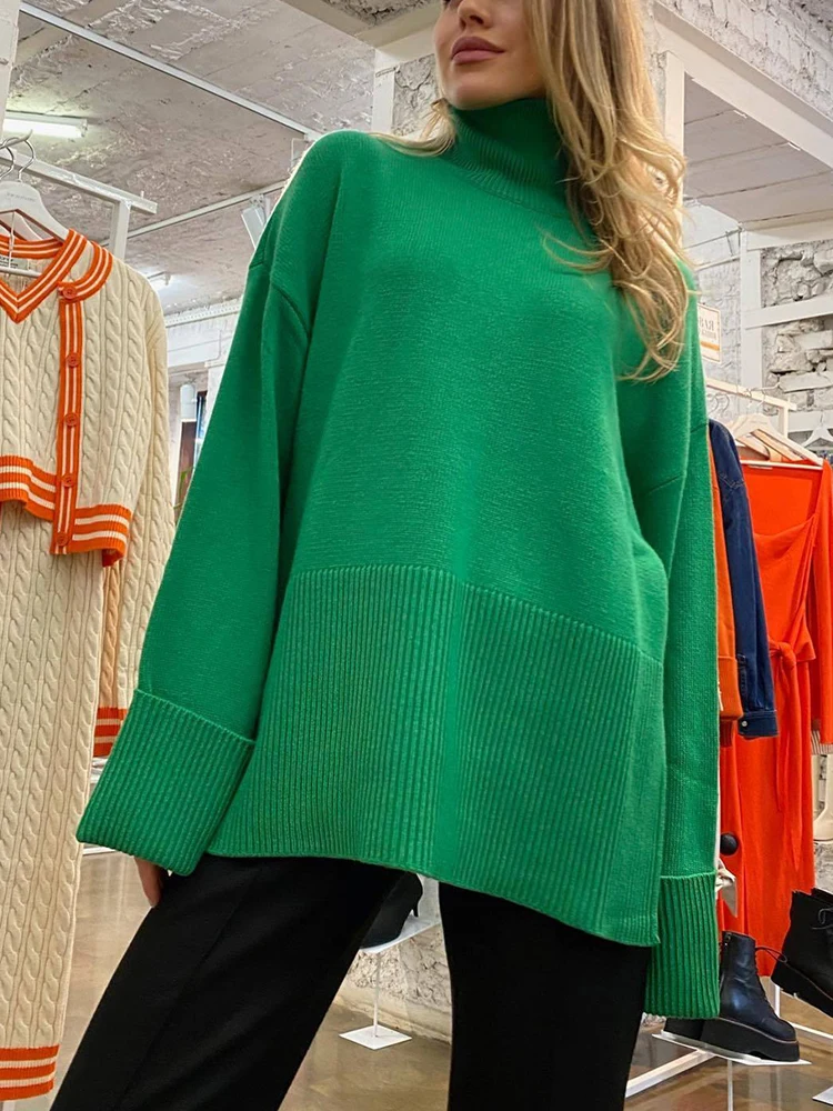 Women's Turtlenecks 2022 Oversized Sweaters Lazy Pullover Warm Woman ...