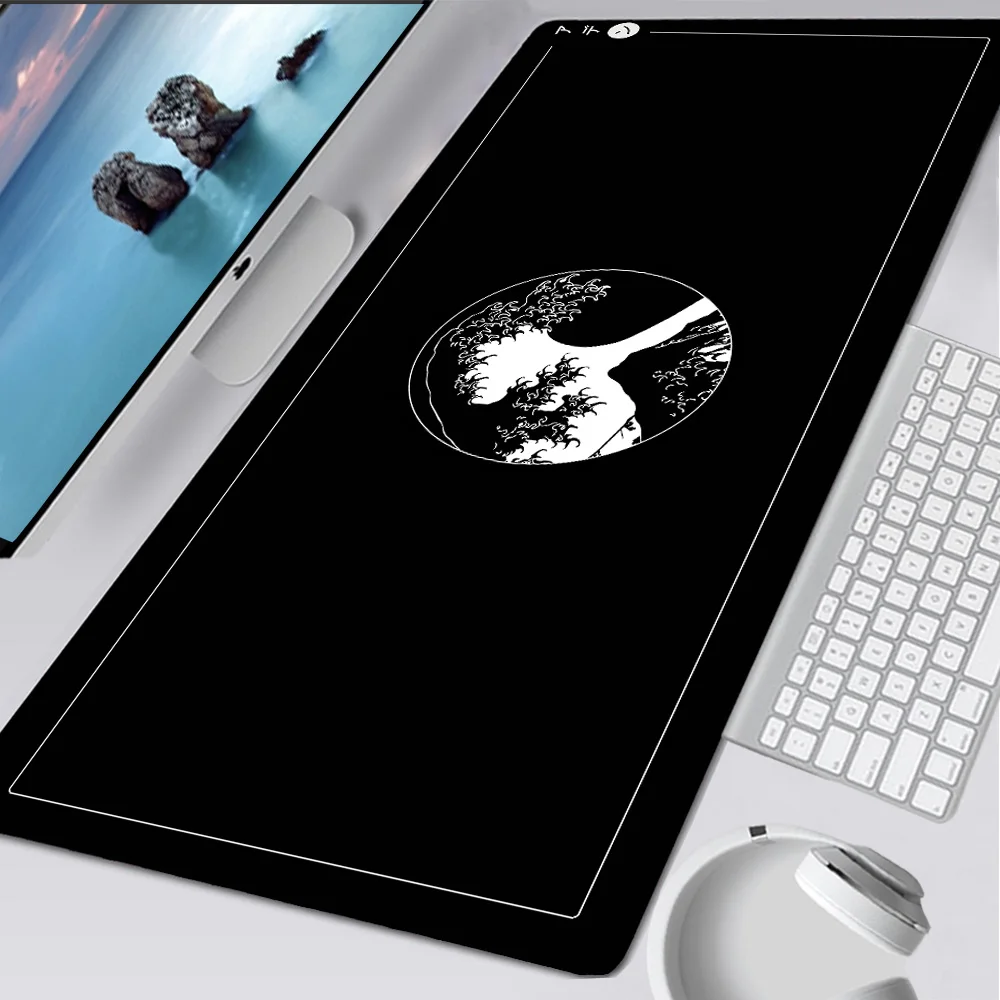 Black-and-White-Mouse-Pad-Great-Wave-Dragon-Deskmat-Playmat-Laptop ...