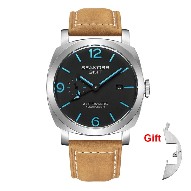 SEAKOSS 100m Diving Men GMT Automatic Mechanical Watches 1963 Seagull ...