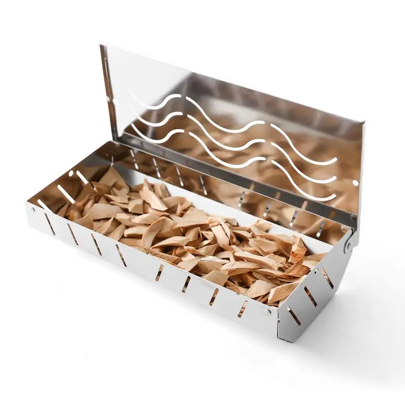 Wood Chip Smoker Box Stainless Steel Smoker Box For Charcoal Barbecue ...