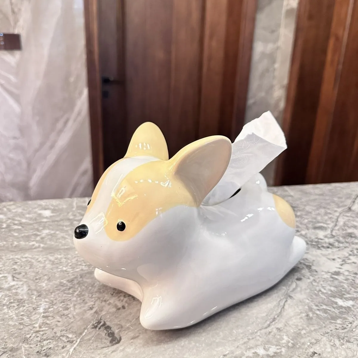 Ceramic Tissue Box Cute Dog Corgi Tissue Box Living Room Light Luxury ...