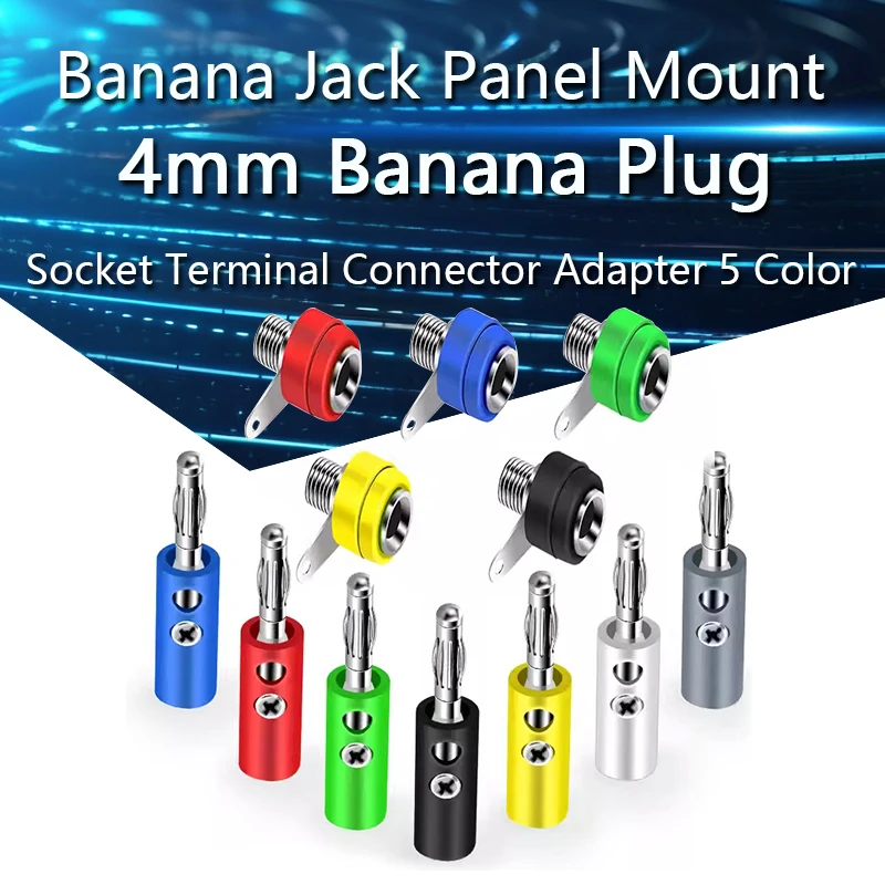 5PCS-4mm-Banana-Plug-Male-and-Female-4mm-Banana-Jack-Panel-Mount-Banana ...