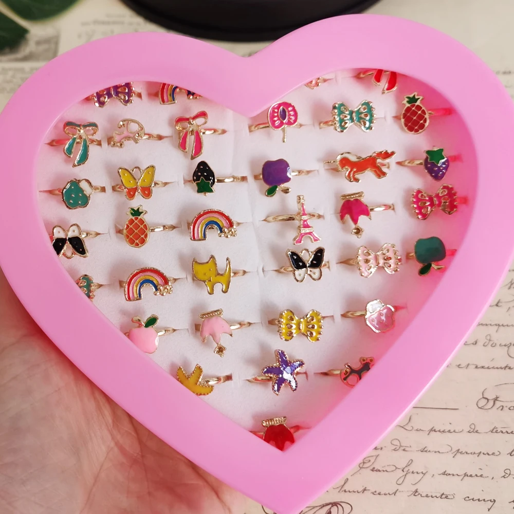 10-12-pc-Cute-Cartoon-Kids-Rings-Kawaii-Korean-Children-Girls-Flower ...