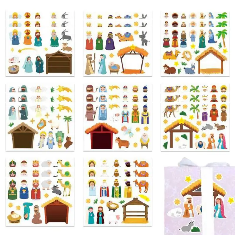 24-Sheets-Nativity-Stickers-For-Kids-DIY-Puzzle-Games-Toys-Children ...