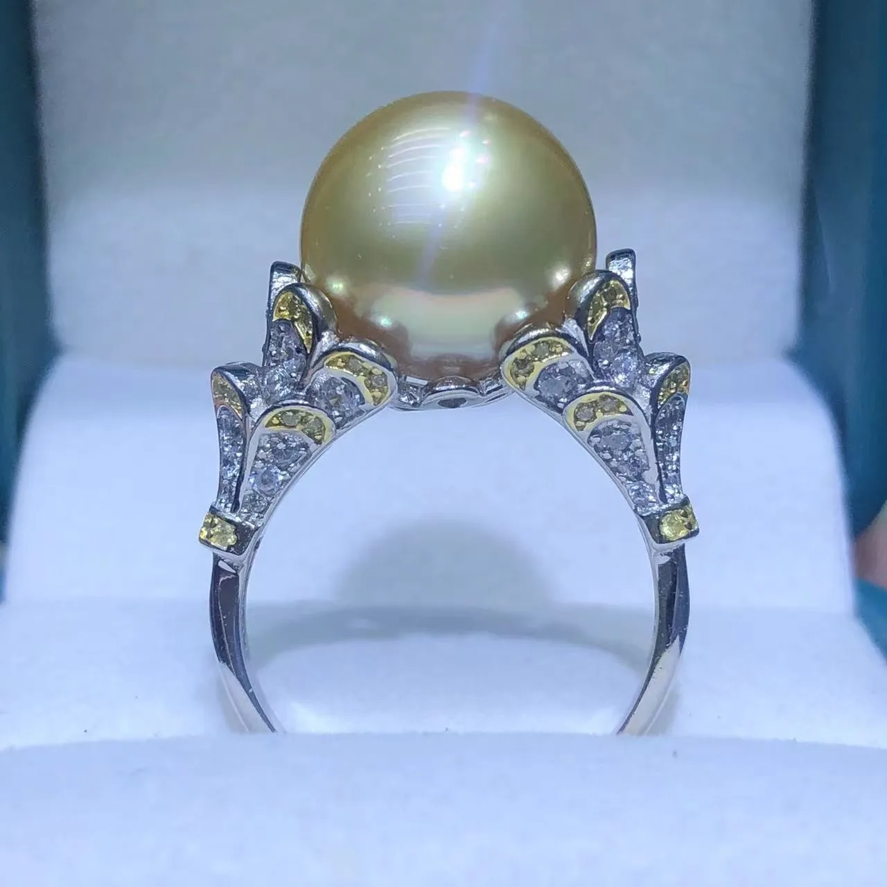 HUGE-Purple-Ring-AAAAA-11mm-Round-Natural-Pearl-18K-Gold-Package ...