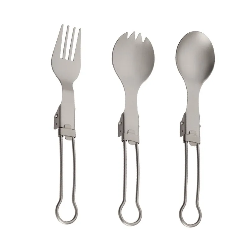 Titanium-Tableware-Set-Folding-Knife-Fork-Spoon-Outdoor-Portable-Hiking ...