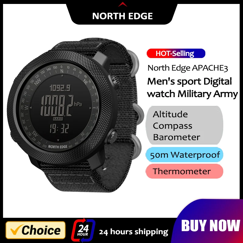 NORTH EDGE Mens Smart Watch Military Army Clock Compass Altimeter ...