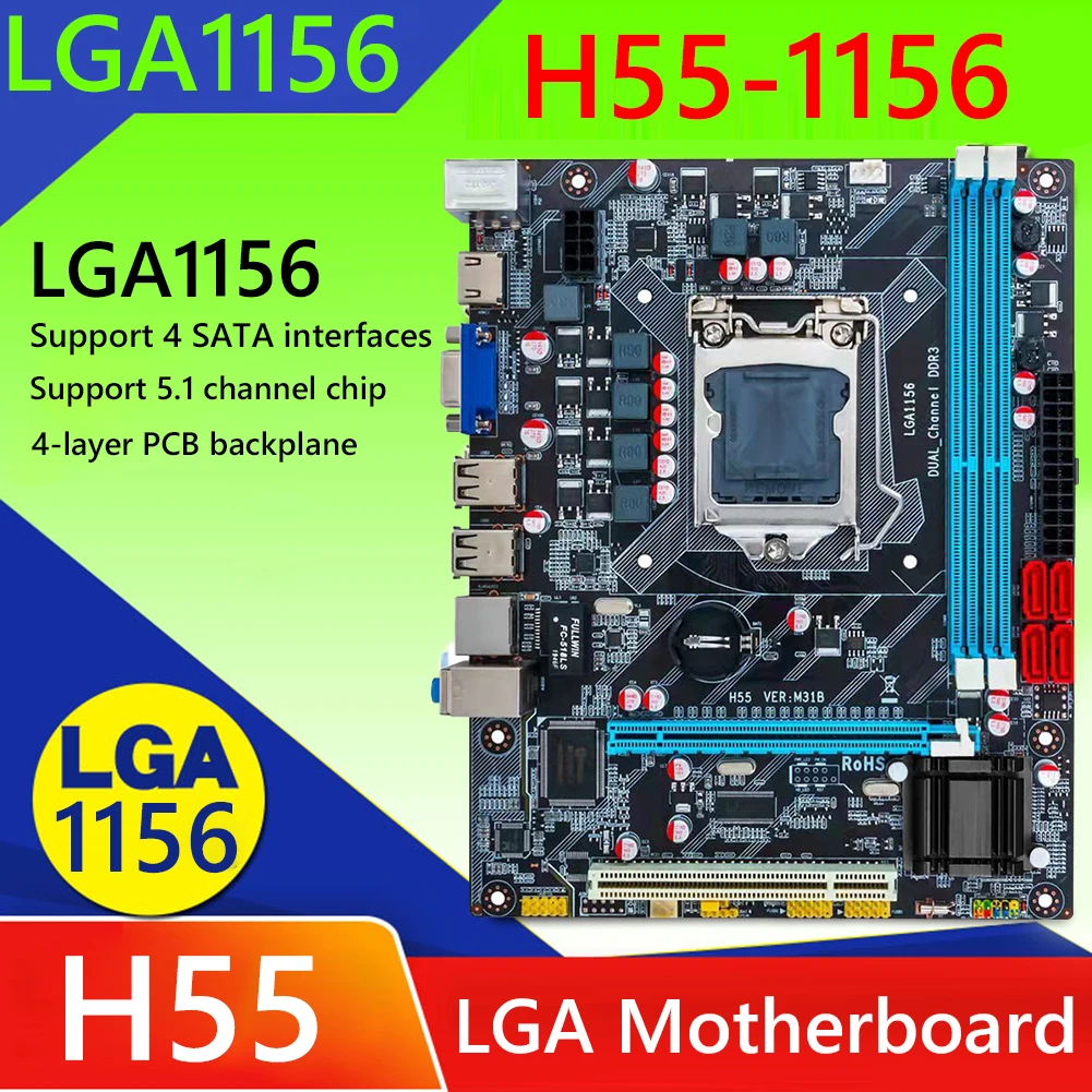 Go-H55-Motherboard-LGA-1156-DDR3-Memory-For-Intel-LGA1156-Desktop ...