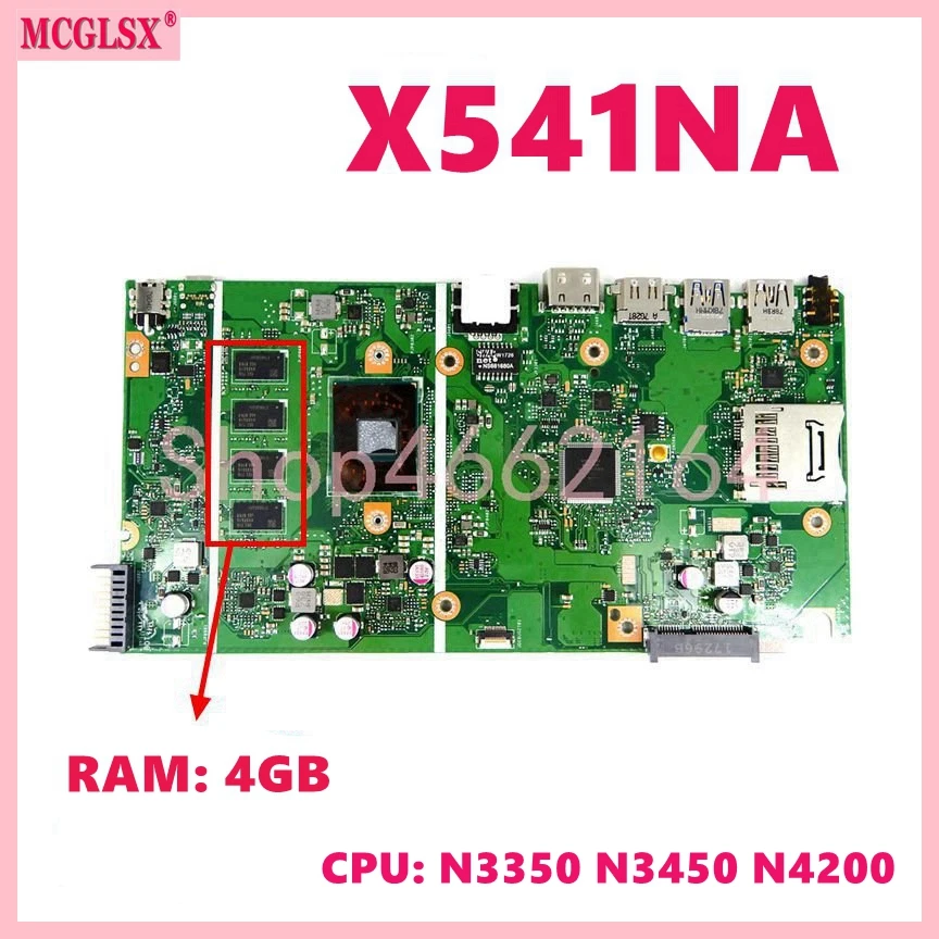 X541NA With N3350 N3450 CPU 4G-RAM Notebook Mainboard For ASUS X541 ...