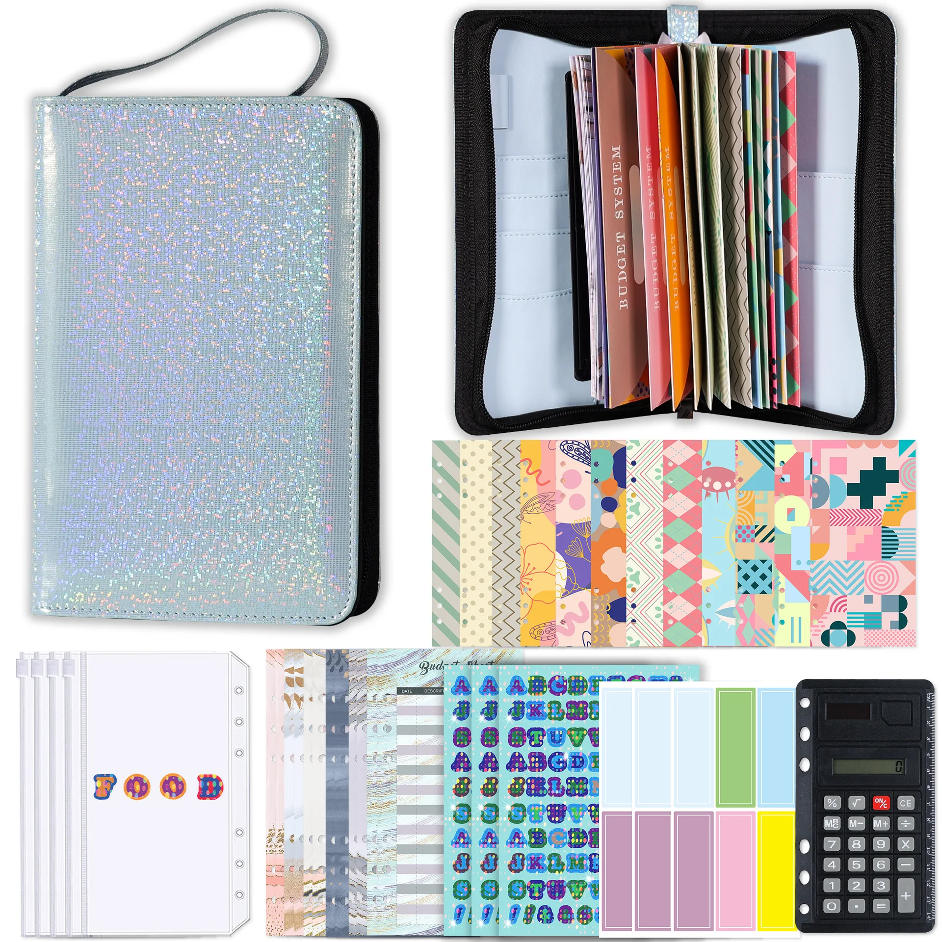 A6-Glitter-Hand-Zip-Bag-Loose-Leaf-Binder-Notebook-Inner-Core-Cover ...