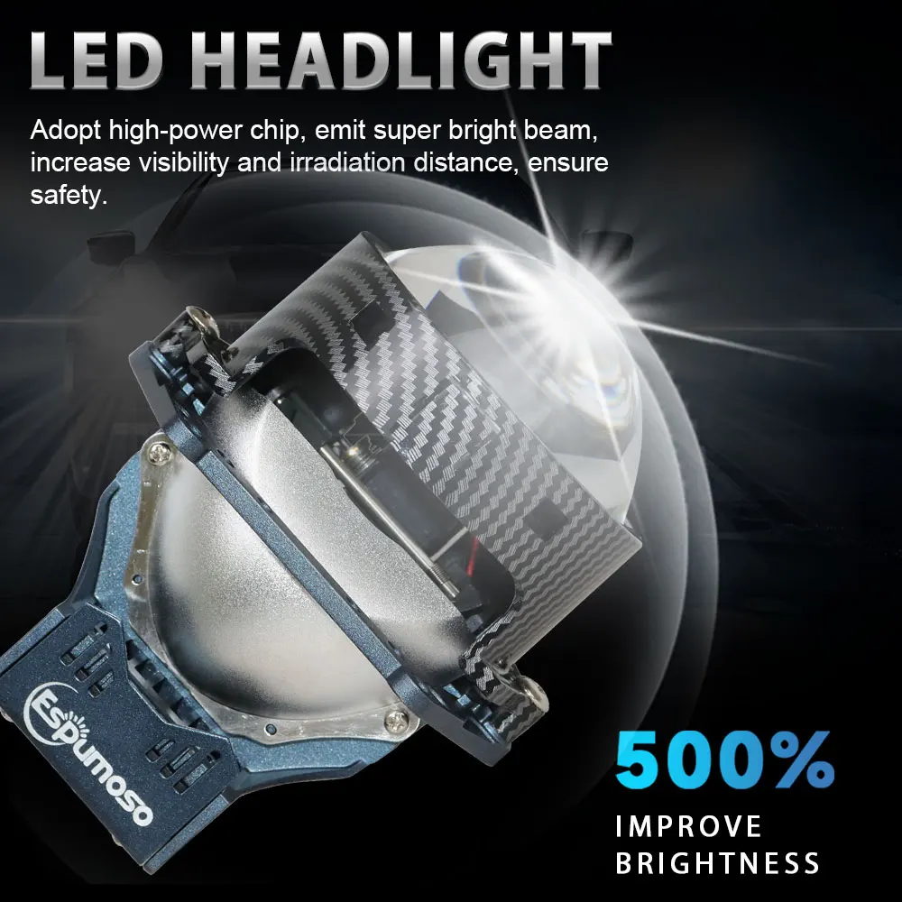Automobile-Universal-Headlamp-Len-Bi-Led-Spotlights-Car-Headlight-Lamp ...