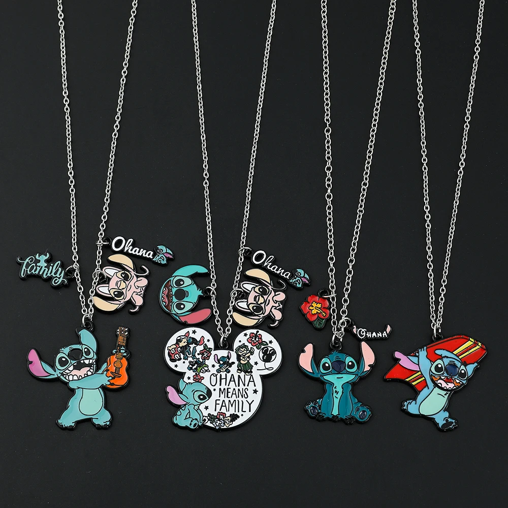 Stitch-Necklace-Ohana-Means-Family-Pendant-Neck-Chains-Disney-Cartoon ...