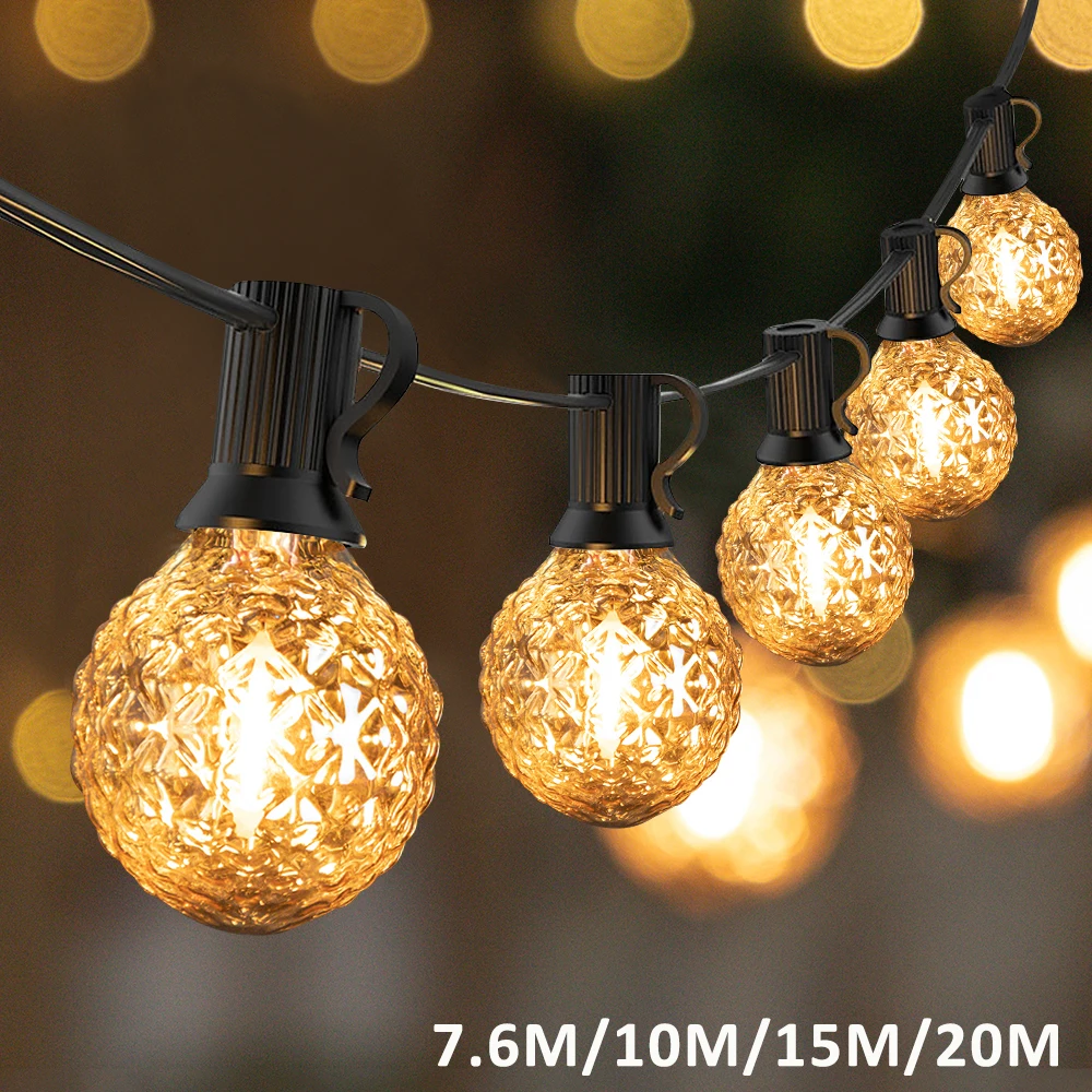 Connectable Diamond Outdoor Light Garland E12 220V G40 Waterproof Garden Outdoor Fairy Lights Decorative String Light Christmas AliExpress 39