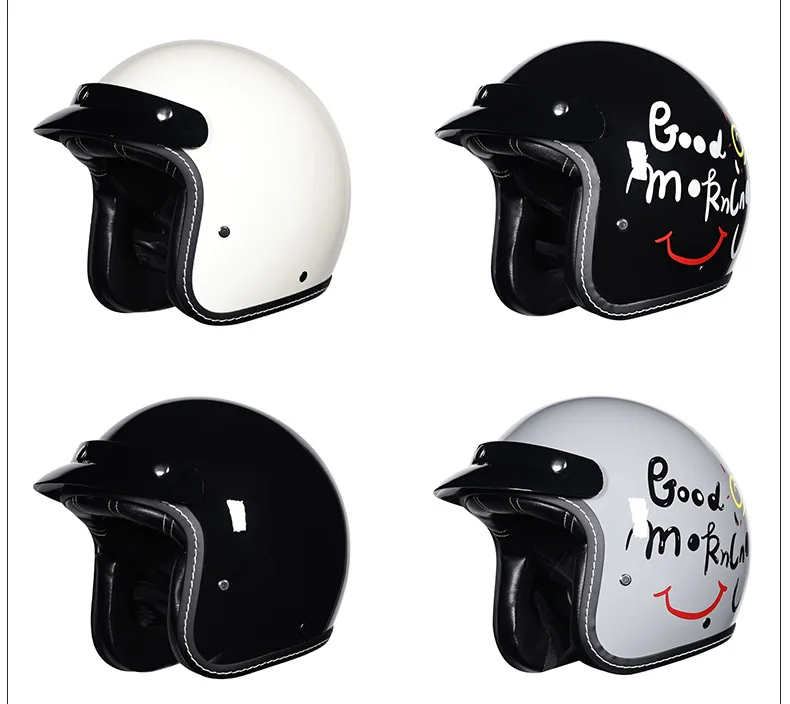 Casque de moto rétro pour Harley,casque d'hélicoptère,visage demi ...