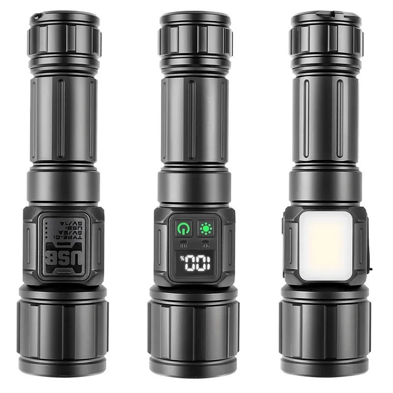 Strong Bright COB LED Flashlight - Zoomable for Home Camping Hiking ...