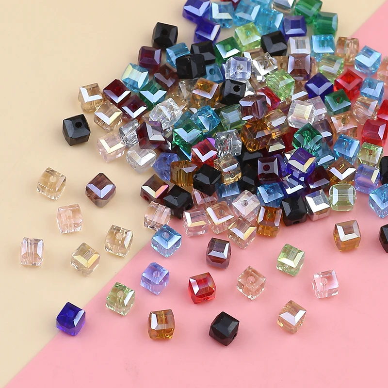 Exquisite-Austrian-square-color-crystal-bead-6mm-50PCS-crystal-faceted ...