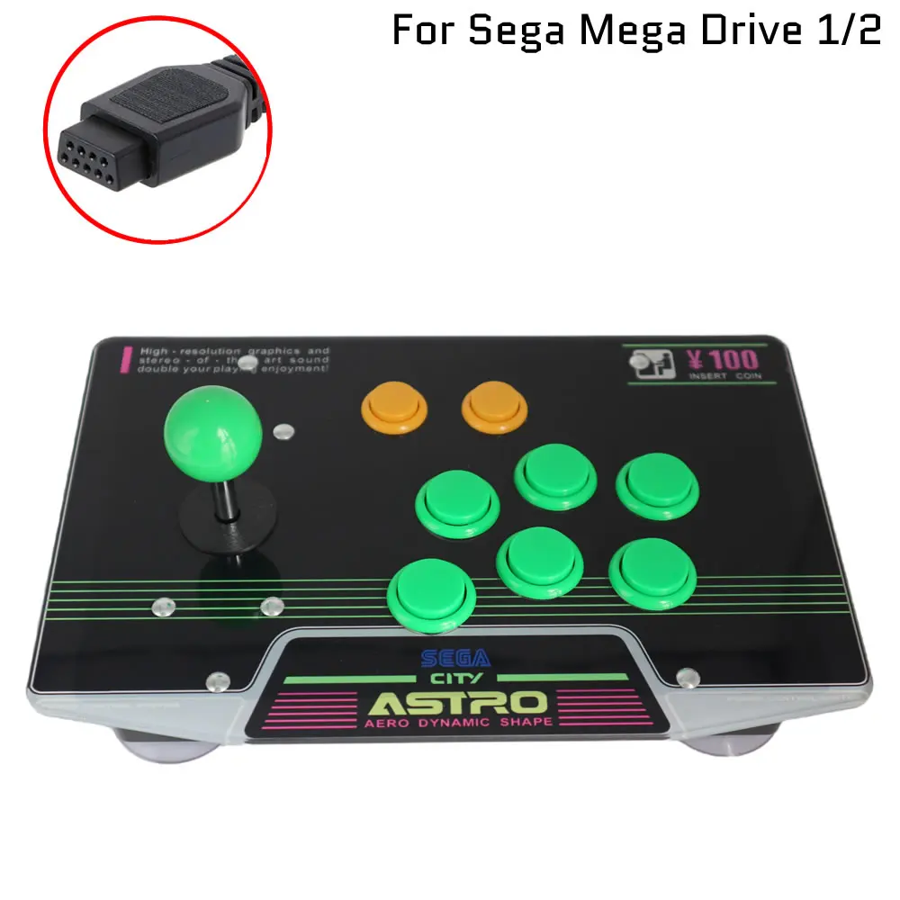 Mega-Drive-1-2-6-Buttons-9Pin-MD-Arcade-Joystick-Controller-Artwork ...