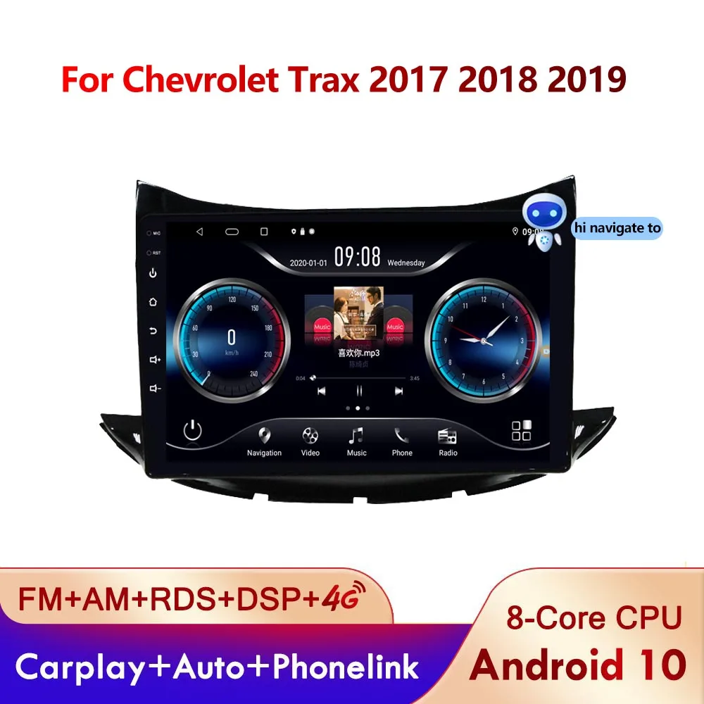 PEERCE Android 10 Car Multimedia Player para Chevrolet Trax 2017, 2018 ...