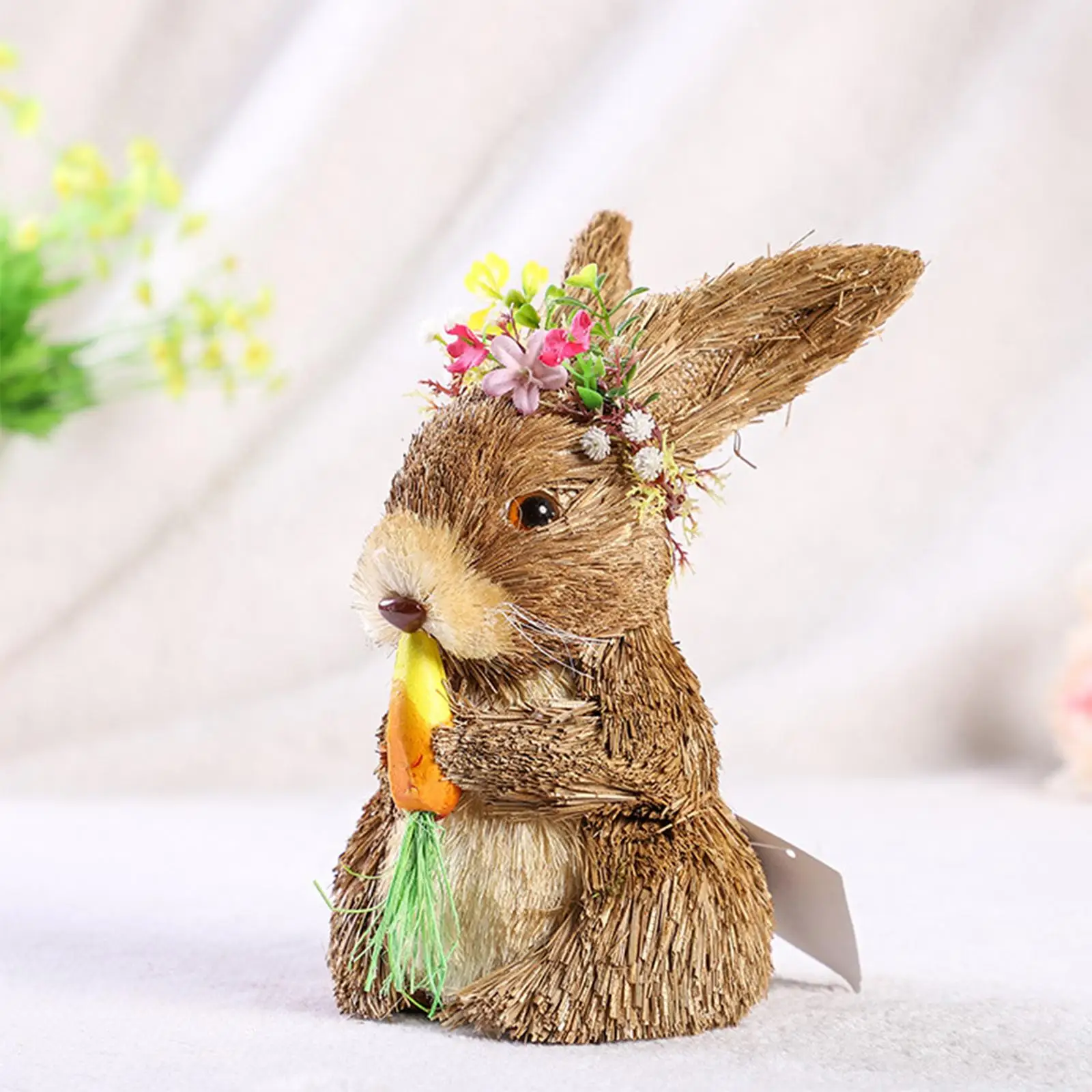 Straw Easter Rabbit Figurine - Precious Home Styles