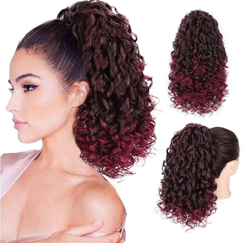Cola-de-Caballo-rizada-corta-para-mujer-extensi-n-de-cabello-con-Clip ...