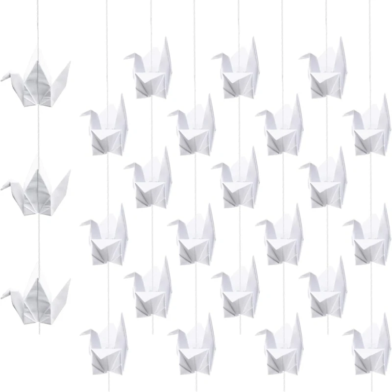 Handmade-Folded-Origami-Crane-String-Garland-White-Paper-Cranes-Hanging ...