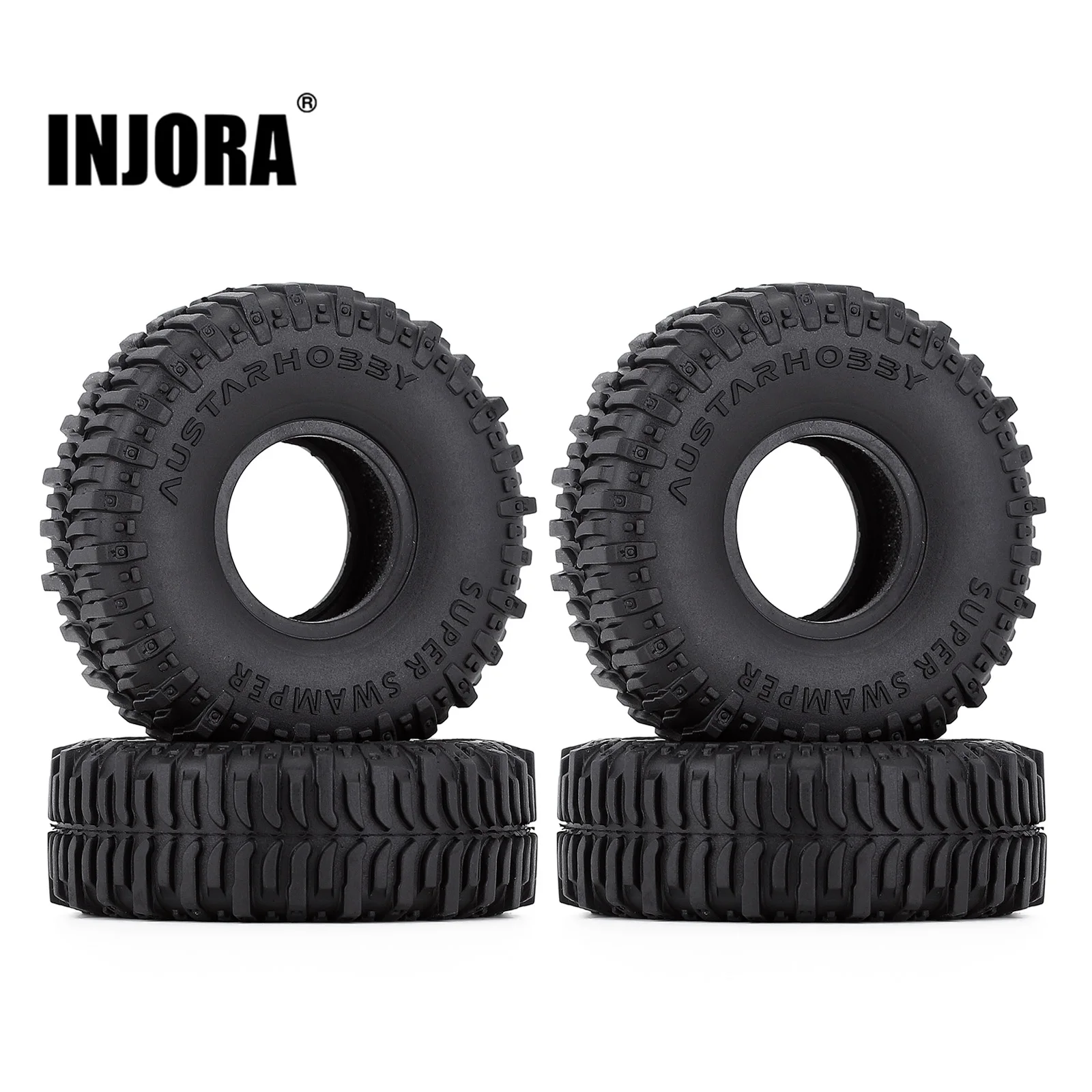 Injora 4pcs 60*20mm 1.0" Rubber Super Swamper Mud Tires For 1/24 Rc ...