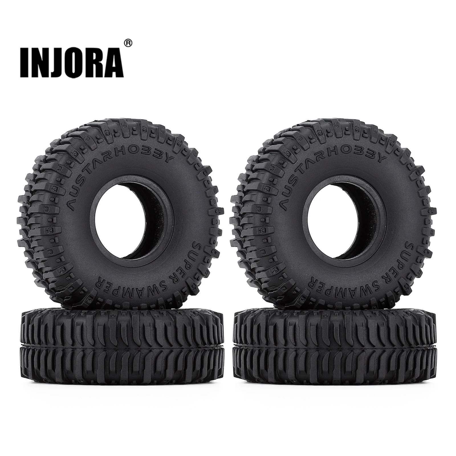 Injora 4pcs 60*20mm 1.0" Rubber Super Swamper Mud Tires For 1/24 Rc ...