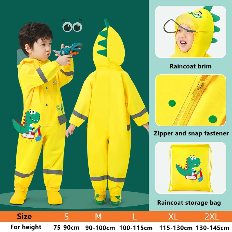 1-12-Years-Old-Cartoon-Dinosaur-Waterproof-Jumpsuit-Raincoat-Hooded-Kids-One-Piece-Rain-Coat ...