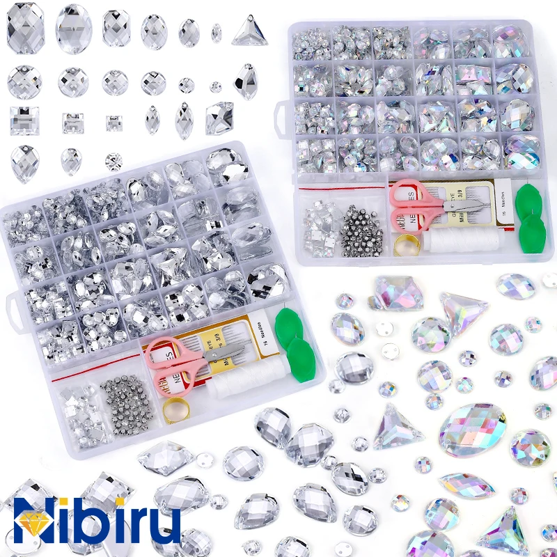 Nibiru Mix Shape Rhinestones 700Pcs/box Sew On Gems Jewels Acrylic With ...
