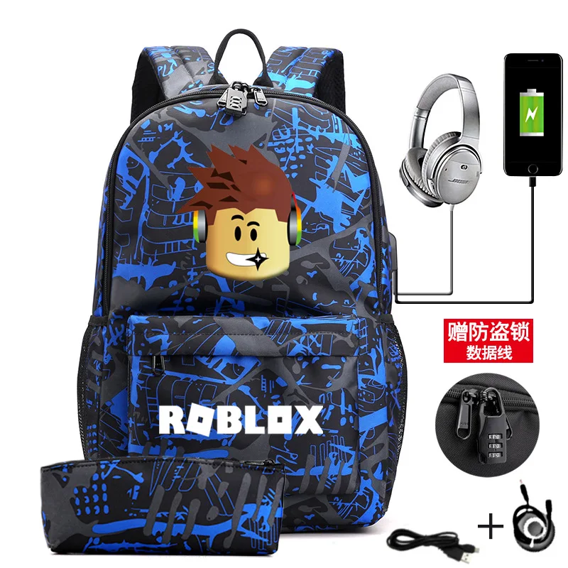 ROBLOX-mochila-USB-para-ni-os-y-ni-as-morral-escolar-a-la-moda-para ...