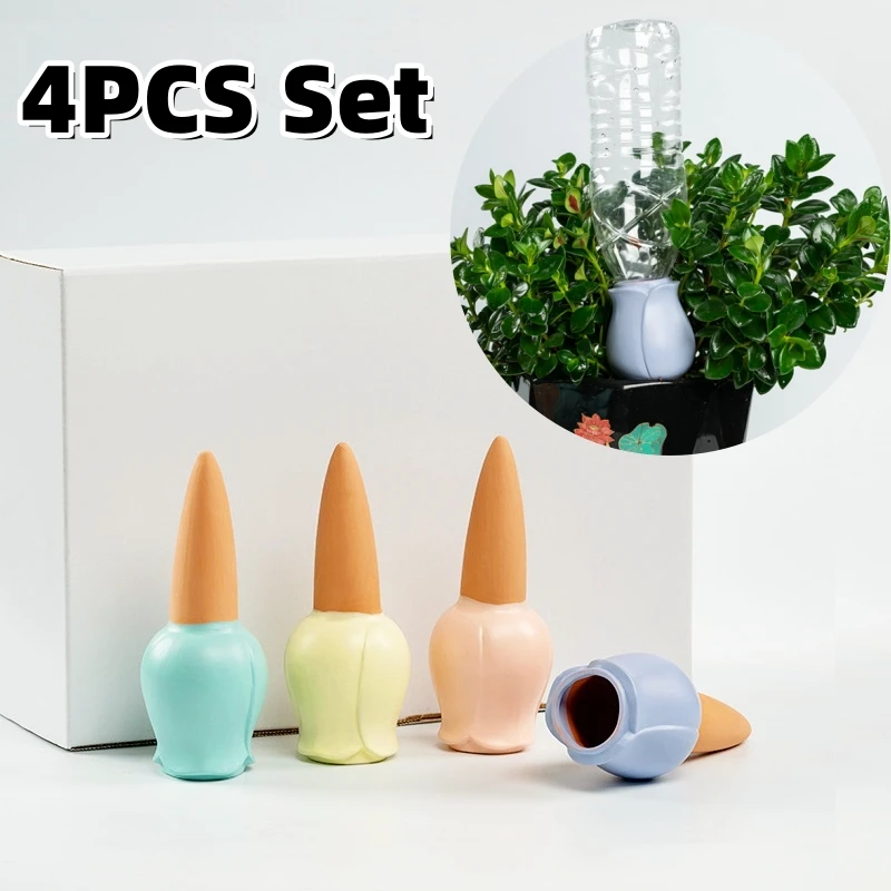 4PCS Set Automatic Plant Watering Stakes Tulip Self-Watering Spikes ...