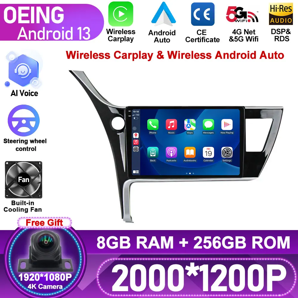 360-Camera-Android-For-Toyota-Corolla-12-Auris-E180-LHD-2017-2018-2019 ...