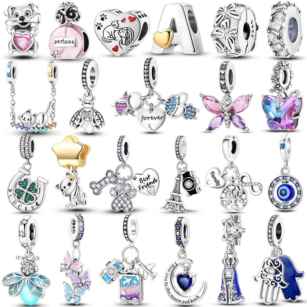 925 Sterling Silver New Charms Bead Pink Butterfly Luminous Firefly ...