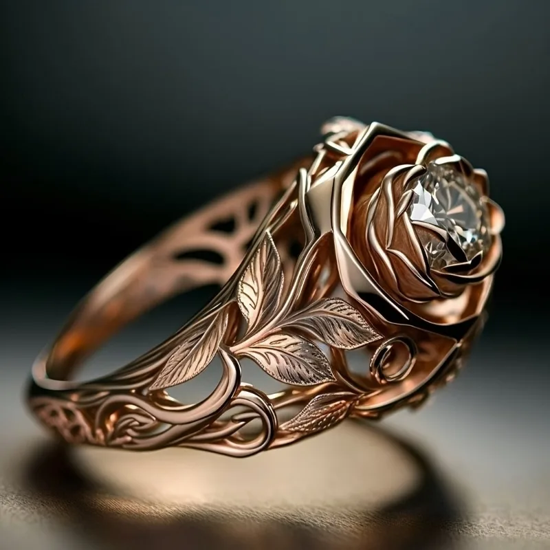 New Elegant White Zircon Flower Ring for Proposal Engagement and ...