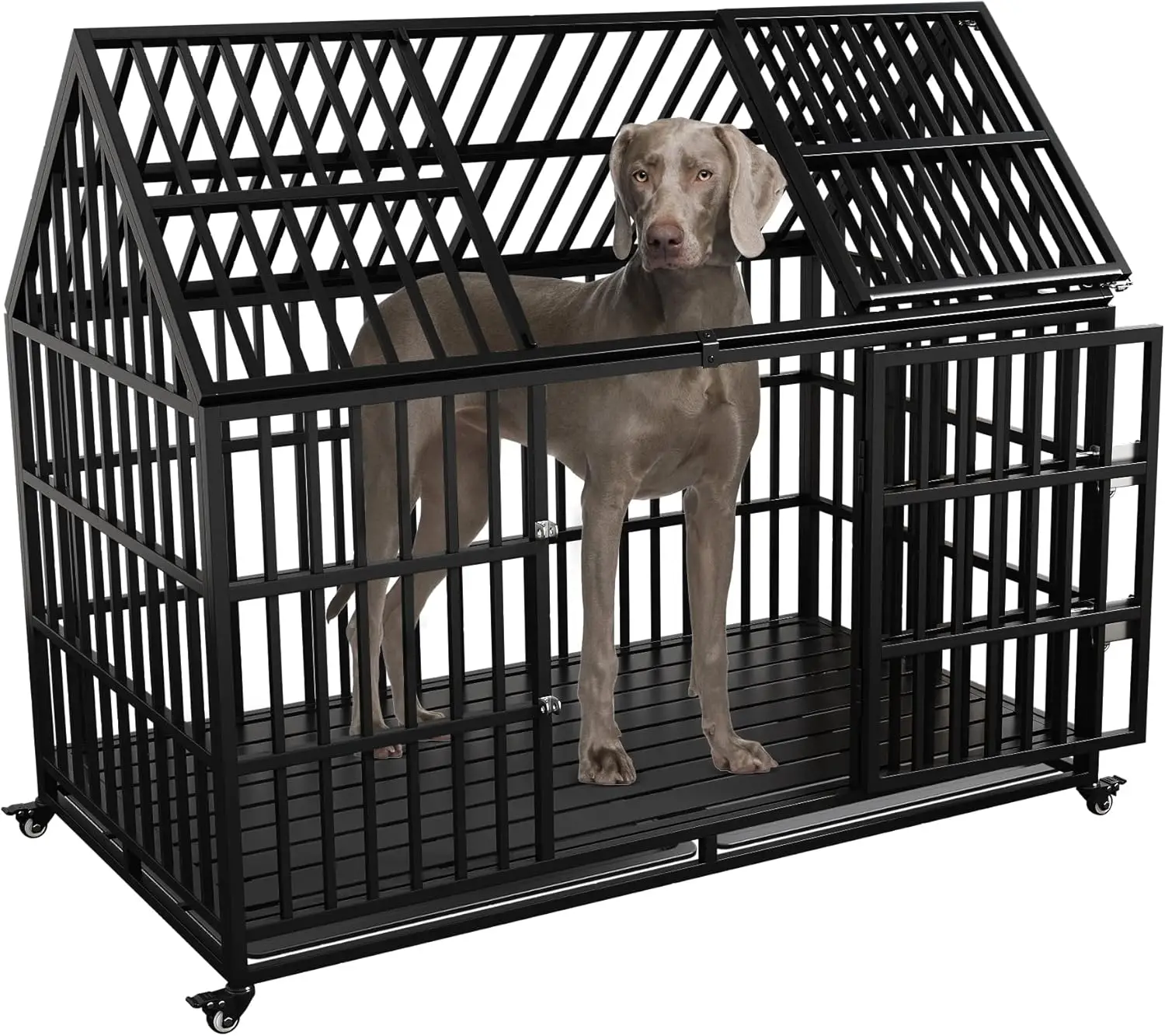 54 inch Heavy Duty Indestructible Dog Crate, Escape Proof Dog Cage ...
