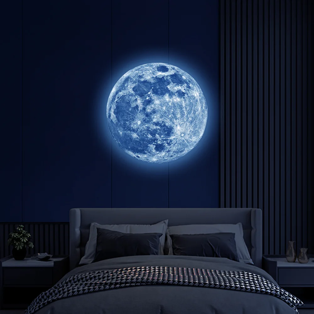 Aesthetic-3D-Luminous-Moon-Wall-Sticker-Glow-In-The-Dark-Fluorescent ...