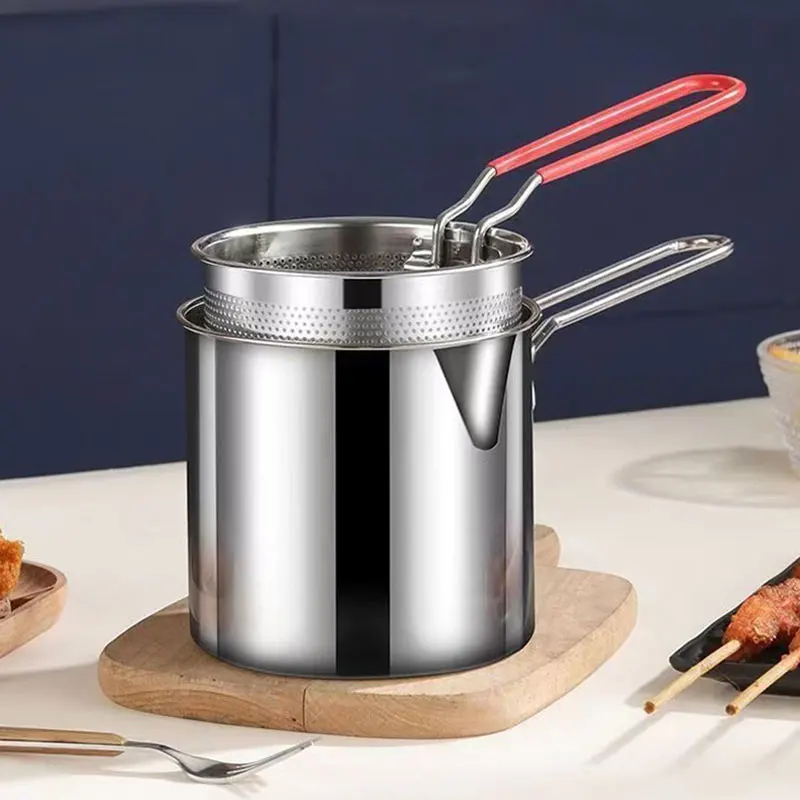 1300ML-Deep-Frying-Pot-Mini-304-Stainless-Steel-Kitchen-Fryer-With ...