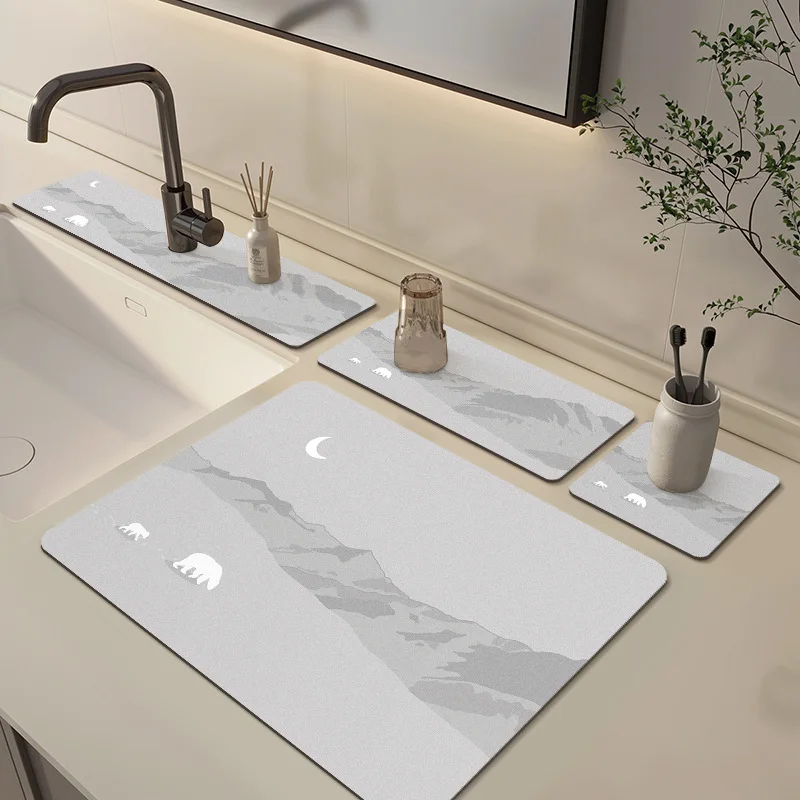 Kitchen-Mat-Diatomite-Dish-Drainer-Super-Absorbent-Rubber-Drying-Pad ...