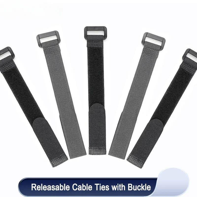 Cable Ties Reusable Self Adhesive Black Width 20mm Nylon Strap Reverse ...