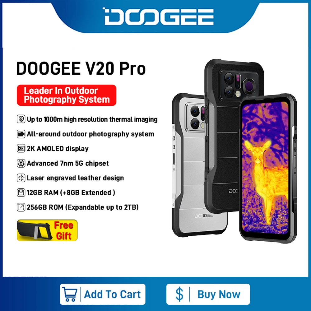 New DOOGEE V20 Pro Rugged Production1440*1080 Thermal Imaging Resolution 6.43”2K AMOLED 12GB ...