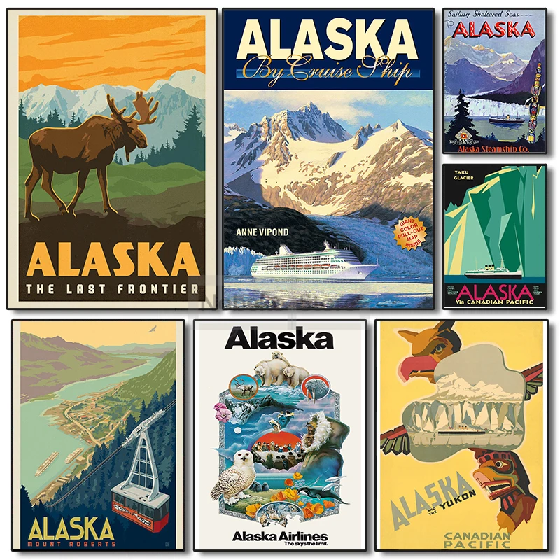 Alaska-Vintage-Travel-Posters-Yukon-Glacier-Retro-Alaskan-Poster-and ...