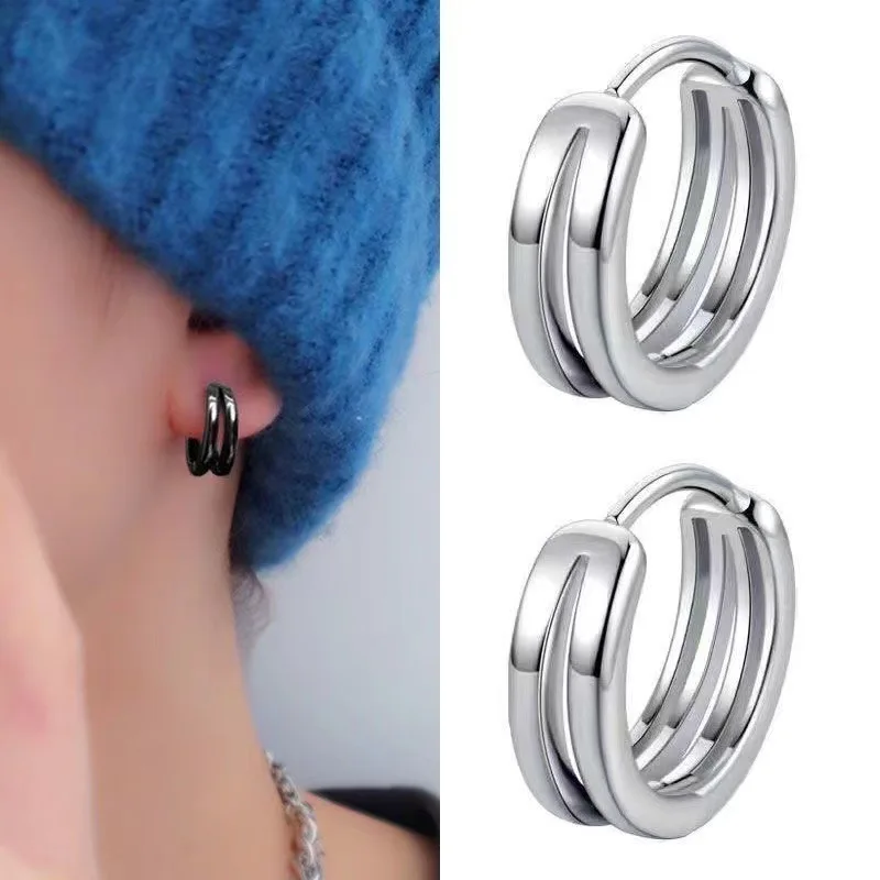 UILZ-Hollow-Double-Ring-Hoop-Earrings-For-Men-Trendy-Personality-Cold ...