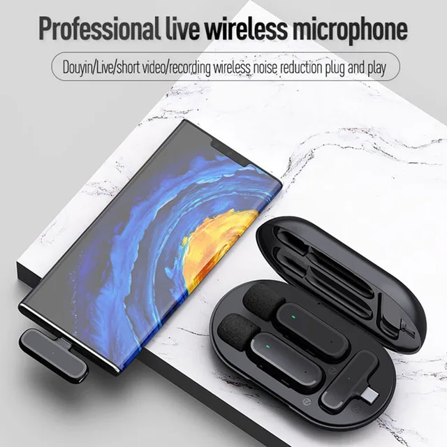 Wireless Lapel Microphone Micro Telephone Portable Charging Box Mic ...
