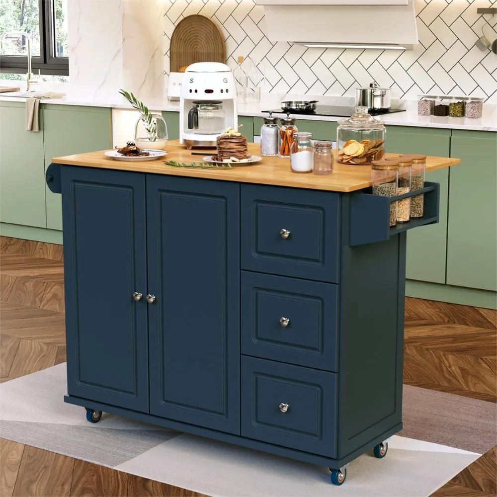 Large Rolling Kitchen Island on Wheels, Mobile Kitchen Island Cart with ...